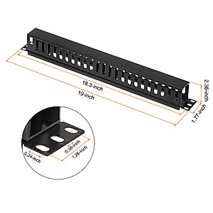 Rebower 1U Cable Manager 24 Slot Horizontal Rack Mounting Wire Management Organizer, [for Network Cabinets]-19" Black- 4Pcs