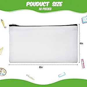 Sublimation Blank Canvas Zipper Pouch Canvas Pencil Pen Case Bag Double-Side Sublimation Blank Makeup Bags DIY Craft Blank Makeup Bags with Zipper for Painting DIY Craft (24 Pieces)