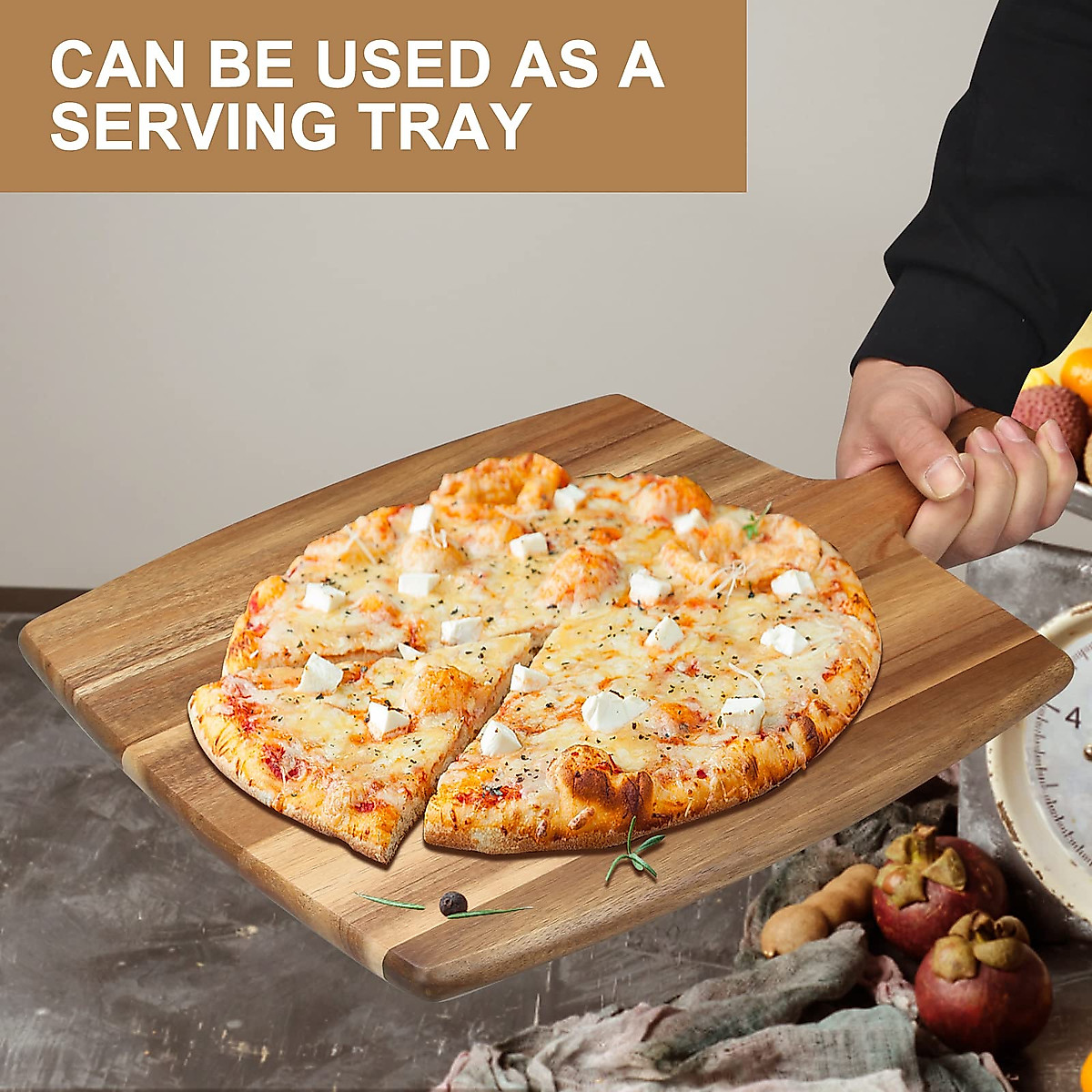 Large Wood Cutting Board with Handle 17" x 13" Simple Best Wooden Charcuterie Boards Butcher Block Teak Cutting Boards for Kitchen Meat Cheese Serving Board Carving Chopping Blocks Charcuterie Board