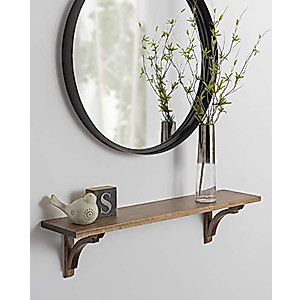 Kate and Laurel Corblynd Wood Wall Shelf, 36", Rustic Brown, Traditional Home Decor and Space-Saving Storage