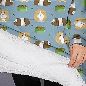 Oversized Wearable Blanket Hoodie Sweatshirt Guinea Pig Comfortable Flannel Blanket Sweater with Large Front Pocket for Women, Adult, Girls, Friend