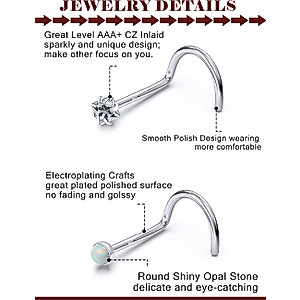 Prjndjw 44pcs 18G 20G Nose Rings Studs Nose Rings for Women Nose Piercings Jewelry Surgical Stainless Steel Straight Nose Studs Moon Star Heart Butterfly Hypoallergenic for Men