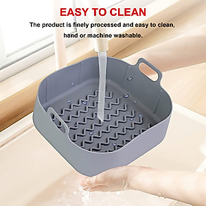 2pcs Air Fryer Silicone Liners Pot Basket 8 Inch Food Safe Non Stick Air Fryer Accessories Reusable Replace Parchment Air Fryer Liner Paper, Fits 3.6 To 6.8QT Air Fryer Square with Heat-proof Gloves