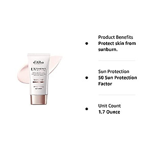 d'Alba Italian White Truffle Waterfull Tone-up Sunscreen, pure and Vegan hybrid pink tinted moisturizer, glow and brightening sunscreen, gentle and safe use sunscreen