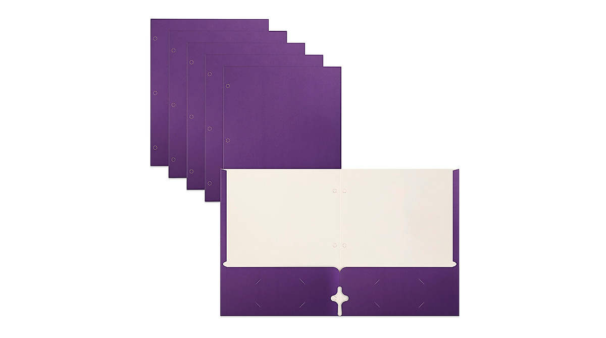 Two Pocket Purple Portfolio Folders - 50 Pack for Office & School