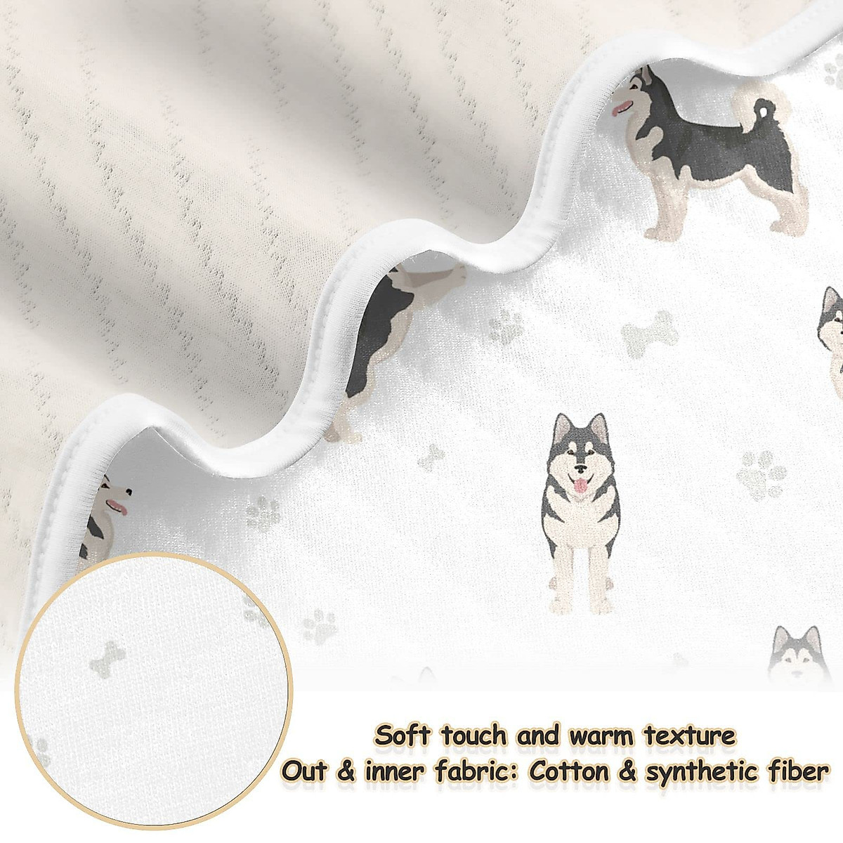 Ollabaky Malamute Dogs Baby Blanket for Boys Girls Cotton Throw Blanket Swaddle Blanket for Crib Stroller Nursery Receiving Blanket Infant Toddler Unisex 30"x40"