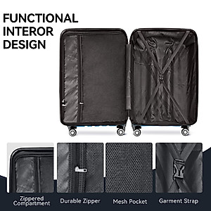 Strenforce Suitcase Set, Lightweight 3 Piece Luggage Set, ABS, Spinner Wheels, TSA Lock, Lake Blue, 20/24/28 inch