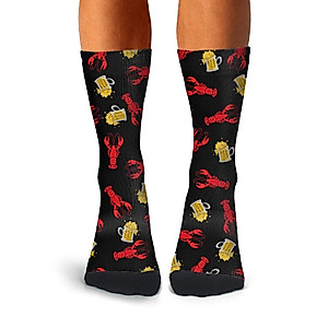 Rkouquhuaqi Althetic Compression Crew Socks for Men Lobster Running Cushion Sock