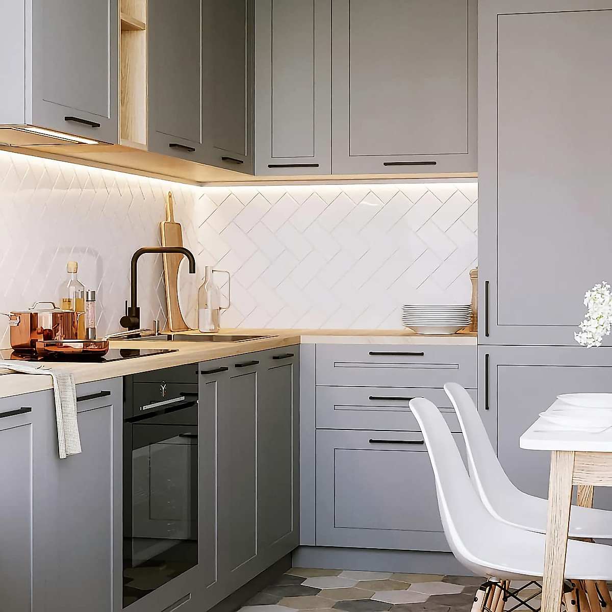 OYX 10 Pack 5 Inch Matte Black Cabinet Pulls Black Drawer Handles,Black Pulls for Kitchen Cabinets Handles Black Hardware for Cabinets and Drawers,Square Drawer Pulls 5" Hole Center