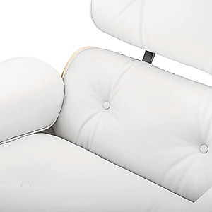 Mid Century Lounge Chair and Ottoman, Modern Chair Classic Design, Top Grain White Leather Palisander Wood, Heavy Duty Base Support for Living Room Study Lounge Office Upgraded Tall