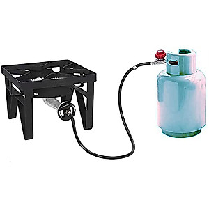 MENSI 10FT 20PSI Adjustable Propane Regulator Hose with Brass Orifice and Air Mixer Kit 150,000 BTU For Fire Pit, Fireplace, Gas Cooker, Smoker, Burner, and Turkey Fryer