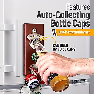 Gifts for Men Dad, Magnetic Bottle Opener - Wall Mounted Beer Opener with Auto-Catch Function - Refrigerator Mount or Install on Brick, Cement, Wood and Metal Wall - Great Gifts for Men Dad Husband