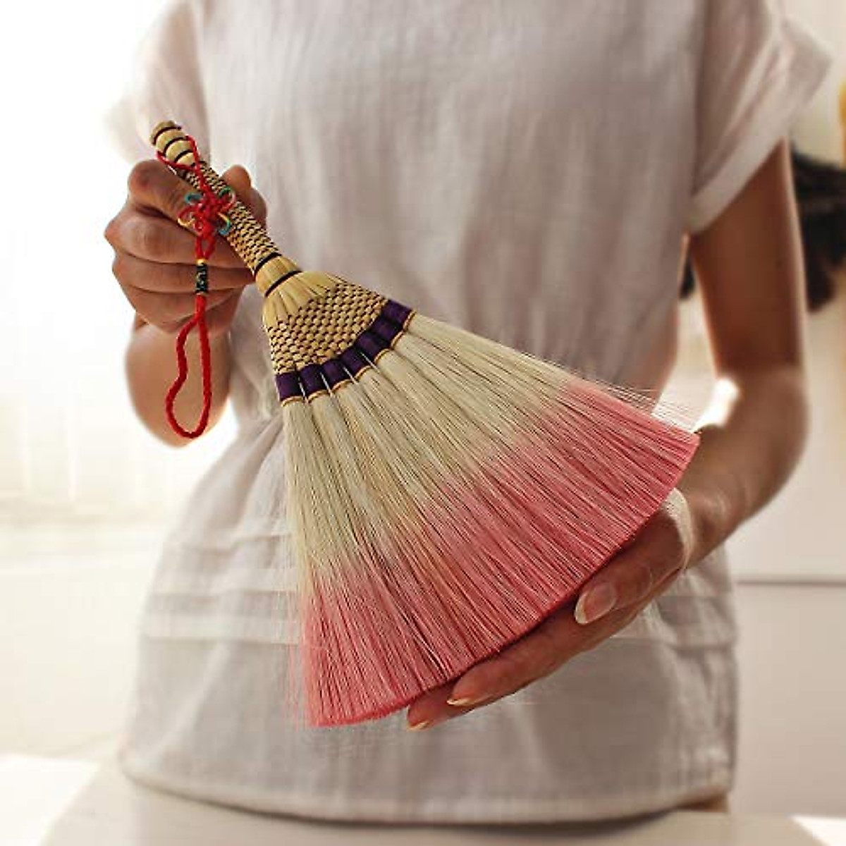 MXY Mini Broom Short Handle Handmade Natural Brooms Home Decorative Broom Retro Sweeping Brooms for Car, Sofa, Corner, Angle, Mats, Desk, Chair and More 10.63 Inches Long