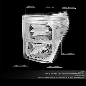DNA MOTORING HL-OH-FSU13-CH-CL1 Chrome Housing Headlights Replacement Compatible with 11-16 F-250 / F-350 / F-450 / F-550 Super Duty