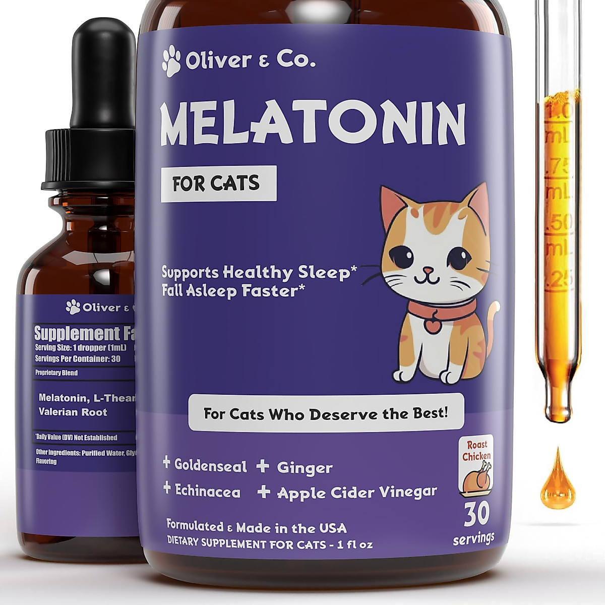 Melatonin for Cats | Supports Healthy, Restful Sleep for Your Cat | Cat Sleep Aid | Cat Calming | Cat Anxiety Relief | Cat Melatonin | Anxiety Relief for Cats | Cat Stress Relief | 1 fl oz