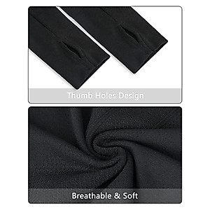 Stelle Womens Breathable Seamless Shirt with Thumb Holes for Yoga Sports Running Workout Athletic Slim Fit, Black, Large, Long Sleeve