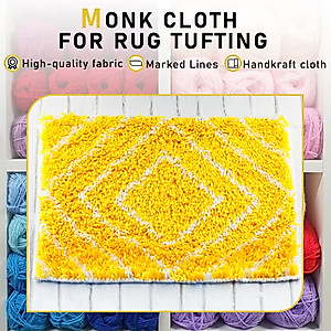 2 Pieces 79 x 59 Inches Monk's Cloth Primary Tufting Fabric Punch Needle Cloth Fabric Large Monk Cloth with Marked Lines for Sewing Rug Tufting Guns Embroidery Art Crafts Favors
