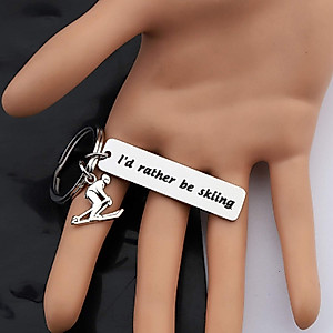 Gzrlyf I'd Rather be Skiing Keychain Funny skiing Gifts for Skier Ski Lovers Ski Coach Gift (Keychain)