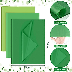 PLULON 60 Sheets Saint Patrick's Day Green Tissue Paper, Gift Wrapping Paper for DIY Gift Wrapping Birthday Wedding Holiday Paper Flower（Green）