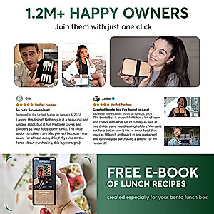 Umami Bento Box Adult Lunch Box with Utensils, 40 oz Large, All-in-One Meal Prep Compartment Lunch Box Containers for Men/Women, Cute Leak Proof Bento Box, Lunch Organizer