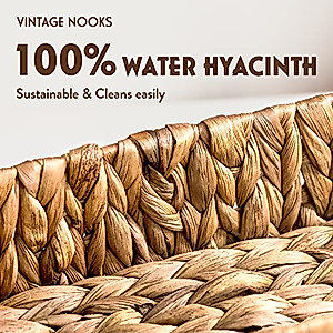 Toilet Paper Basket for Back of Toilet - Set of Two Small, Wicker, Hyacinth Bathroom Baskets for Toilet Paper and Towel Storage (Color: Light Brown)