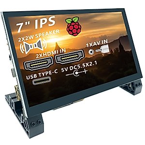 ElecLab 7 Inch 1024x600 IPS HDMI Touchscreen LCD Display Monitor Speaker Case for Raspbery Pi