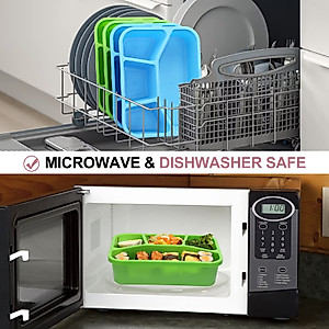 Ylebs 4 Pack Bento Lunch Box Reusable 4 Compartment Lunch Containers for Adults,BPA Free Plastic Divided Food Meal Prep Containers,Schools,Work and Travel