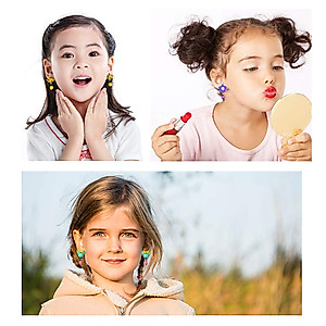 Hifot 14 Pairs Clip on Earrings Girls, No Pierced Design Earrings Dress up Pretend Princess Play Jewelry Accessories for Kids