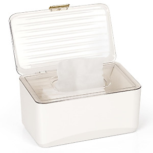 Flenpptly Baby Wipes Dispenser, Wipe Holder Wipes Container Large Capacity Keep Wipes Fresh & Easy to Open (White)