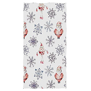 Wamika Winter Snowflakes Snowman Hand Towels Christmas Santa Claus Face Towel Soft Guest Towel Portable Kitchen Tea Towels Washcloths Bathroom Decor Housewarming Gifts 16" X 30"