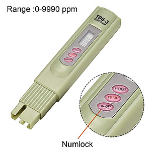 uxcell TDS-3 PPM Conductivity Meter Digital Tester for Ro Water Aquarium Pool Green