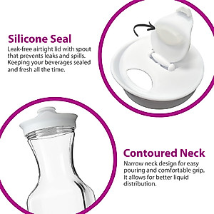 DilaBee Plastic Water Pitcher With Lid - 6 Pack - 32 Oz Carafe Pitchers for Drinks, Milk, Smoothie, Iced Tea Pitcher, Mimosa Bar Supplies - Juice Containers with Lids for Fridge - Food Grade BPA-Free