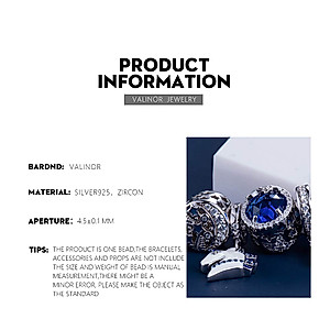 EVESCITY Limited Edition Blue Mountain Peak Ocean Crystallized 925 Sterling Silver Bead For Charms Bracelets ♥ Best Jewelry Gifts for Her ♥