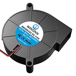 WINSINN 5015 Blower Fan 24V, 3D Printer 24 Volt Fans Blower Turbine Turbo Dual Ball Bearing, Brushless Cooling 50mmx15mm 2PIN (Pack of 2Pcs)