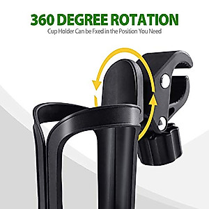 2 Pack Stroller Drink Holders, Universal Cup and Bottle Holder for Trolleys, Walkers and Bikes
