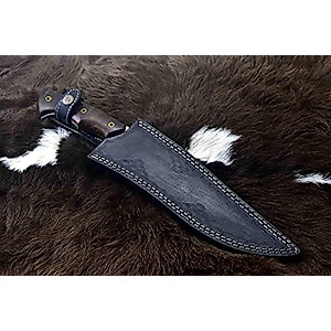 DKONLY-BLADES USA: 15" Custom Handmade D2 Steel Full Tang Hunting Almogovar Camp Knife with Rose Wood Handle & Leather Sheath (AM76)