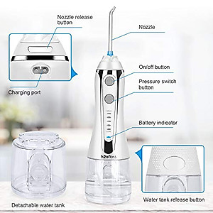 H2ofloss Cordless Water Dental Flosser, Portable Oral Irrigator for Teeth, Braces, Rechargeable & IPX7 Waterproof Teeth Cleaner for Home Travel