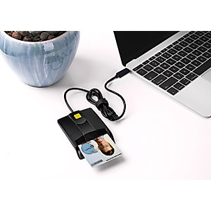 Type C Smart Card Reader Saicoo DOD Military USB-C Common Access CAC Card Reader, Compatible with Mac OS, Win (Don't Support VA PIV Card)