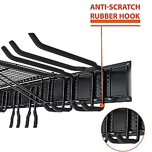 Wallmaster Tool Storage Rack With Wall Shelf, Garage Storage Wall Mount Tool Organizers Heavy Duty Racks Adjustable Wall Hanger System (9Hooks&2Rails&Storage Shelf)