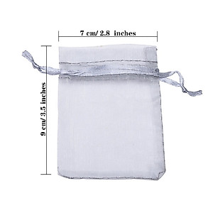 Mudder Organza Gift Bags Wedding Favour Bags Jewelry Pouches, Pack of 100 (2.8 x 3.5 Inch, Silver)