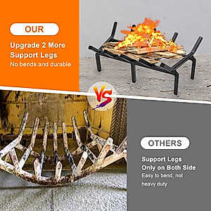 TwentyNext 17 Inch Fireplace Grate Heavy Duty Solid Steel Fire Grate for Fire Pit Wood Log Rack Stove Firewood Holder for Indoor Hearth Outdoor Fire Pit Chimney Hearth Kindling Tool
