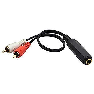 zdyCGTime 6.35mm to 2 RCA Y Splitter Cable, Gold-Plated 6.35mm (1/4 inch) TRS Female to 2 (Dual) RCA Male Stereo Audio Y Splitter Extension Adapter Cable (12Inch/30CM)