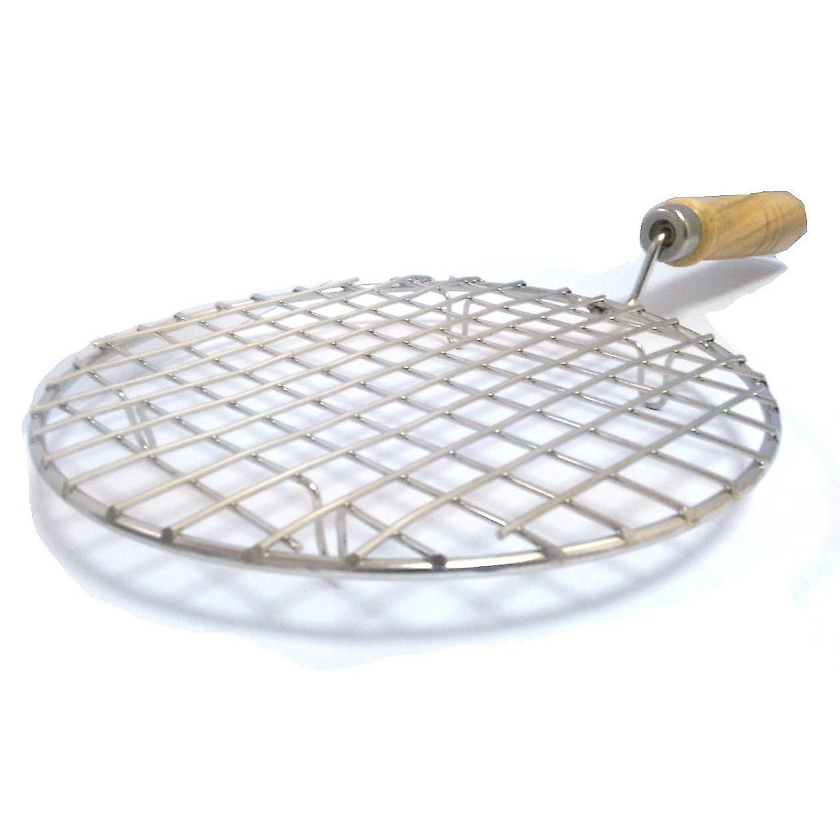 Stainless Steel Round Roti Grill, Papad Grill, Roti Jali, Chapathi Grill with Wooden Handle Round Roasting Net for Kitchenware Use Baking