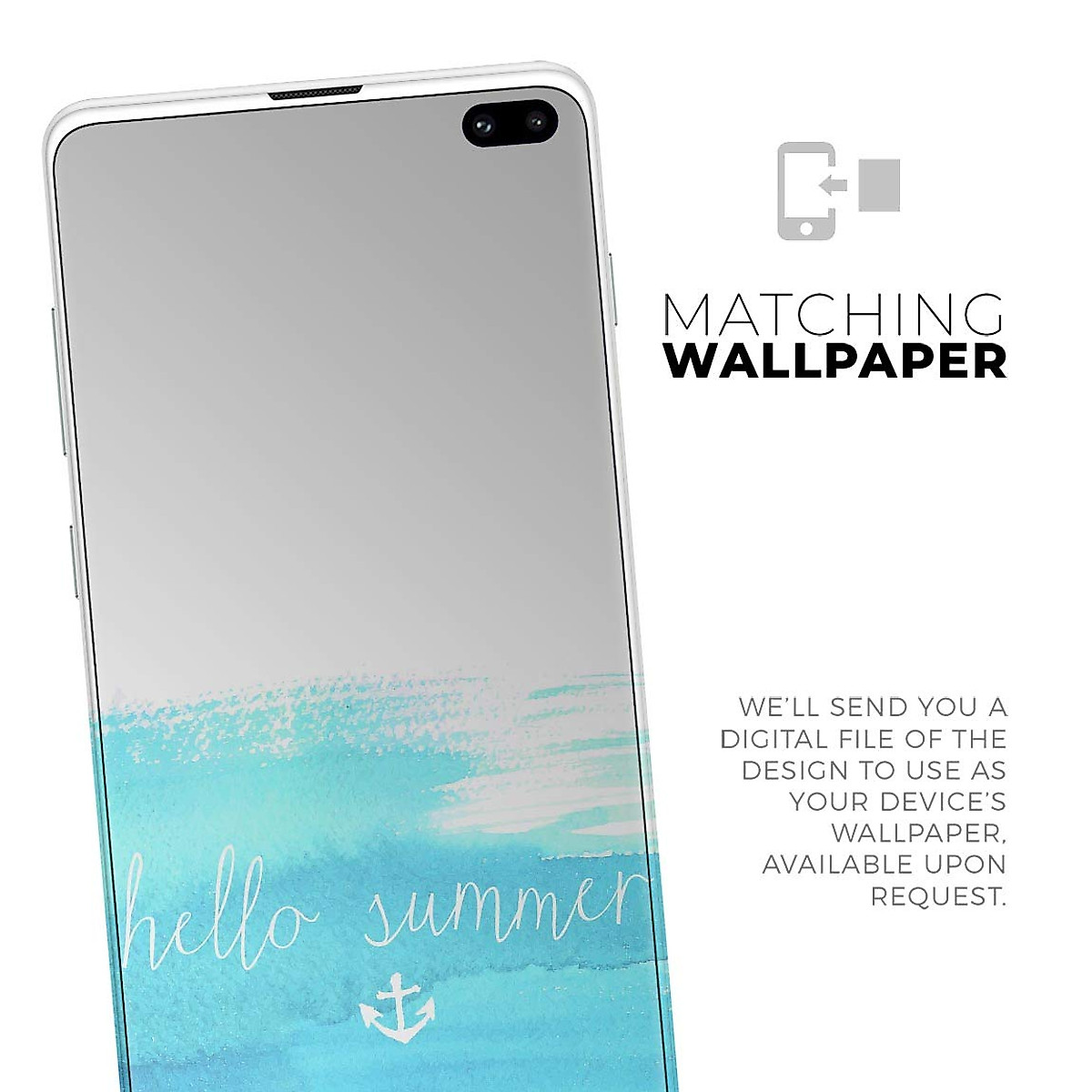 DesignSkinz Hello Summer Blue Watercolor Anchor V2 Protective Vinyl Decal Wrap Skin Cover Compatible with The Samsung Galaxy S20 (Screen Trim & Back Glass Skin)