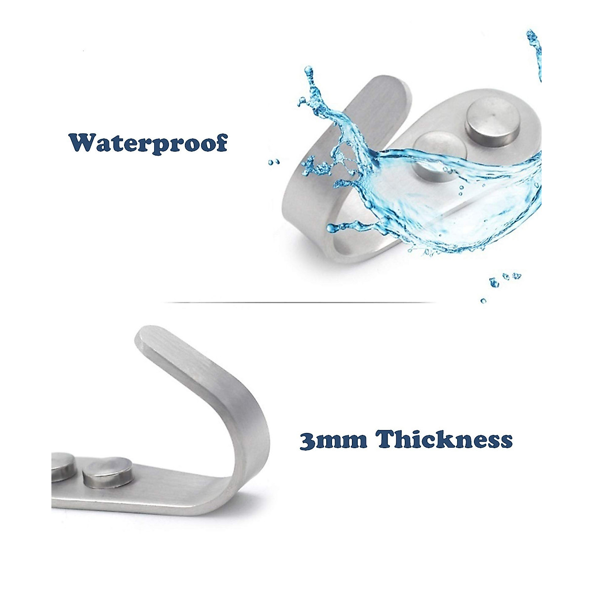 Mokife Wall Hooks Heavy Duty, 8 Pack Single Coat Hooks Stainless Steel Brushed Entrance Hooks, Small J Utility Hook for Hanging Clothes Jackets Robes Towels Hats Keys Bags Cups, Silver