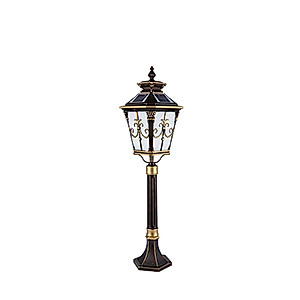 Vintage Solar Column Light LED Post Lamp Outdoor Retro Glass Lantern European Antique Aluminum Metal Courtyard Lighting Park Community Path Street Light Victorian High Pole Lamp IP65 Deck Patio