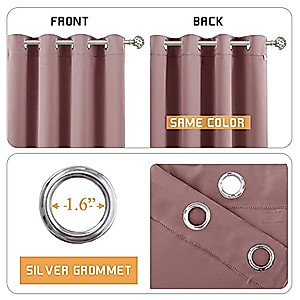 RYB HOME 3-in-1 Soundproof - Blackout - Thermal Insulation Living Room Divider Curtains, Large Bay Window Curtains for Bedroom Theatre Office Backdrop, Wild Rose, W 62 x L 84 inches, 2 Panels