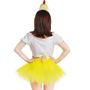 Jmkcoz Chicken 3D Animal Costume 3D Chick Headband Bowtie Tail Tutu Set for Halloween Christmas Cosplay Party