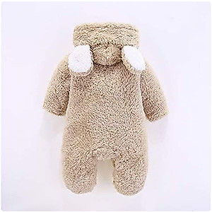 Unisex Baby Clothes Winter Coats Cute Newborn Infant Jumpsuit Snowsuit Bodysuits (Kaki, 6-9 Months)