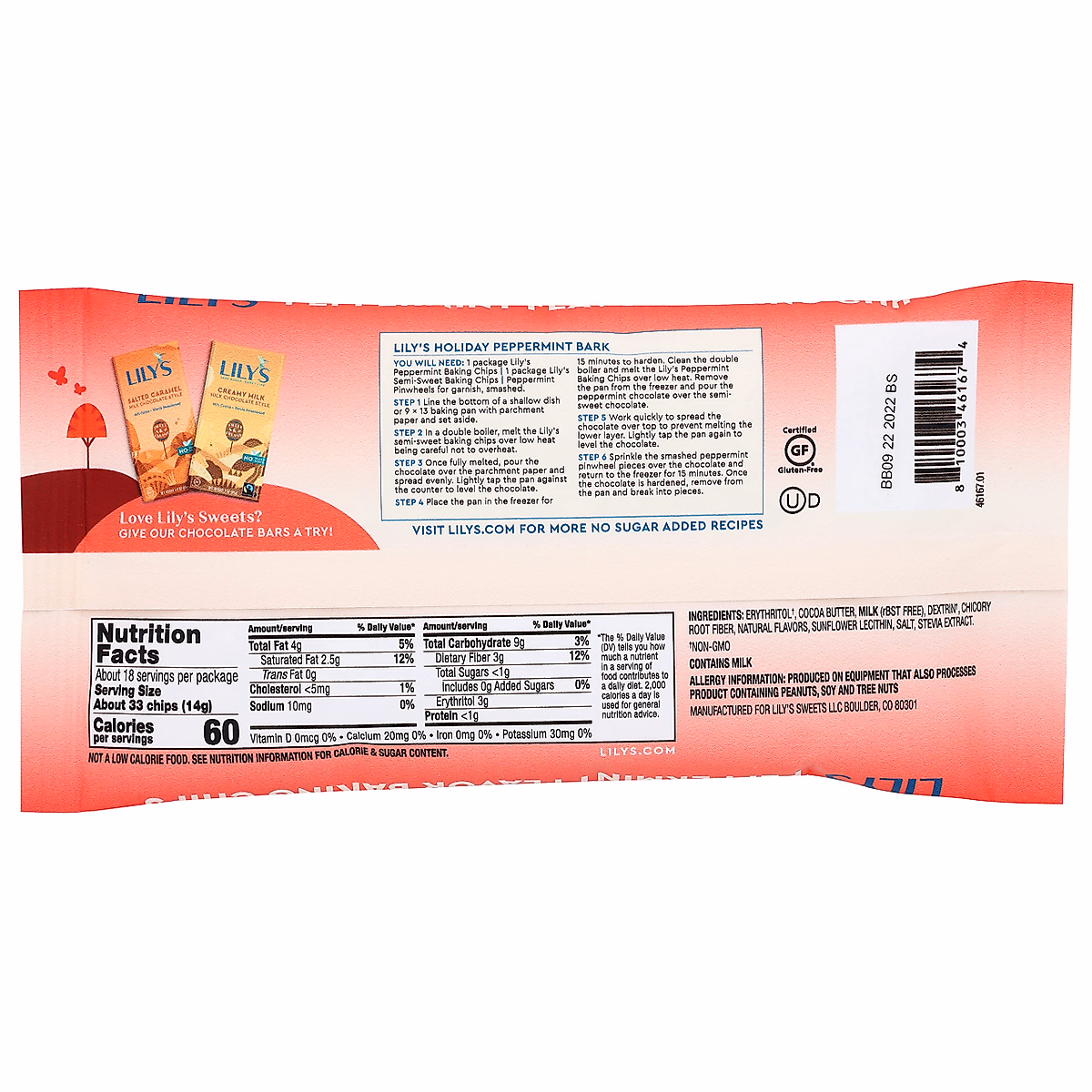 Lilys Chocolate Peppermint Flavor Baking Chips, 9 OZ